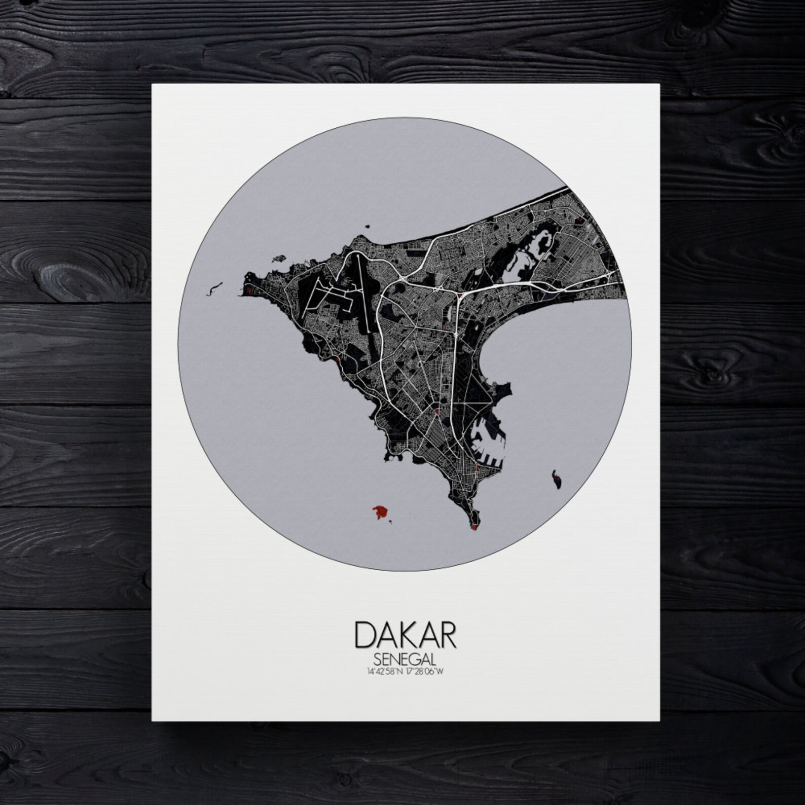 Dakar, Senegal City Map of Dakar, Canvas, City Streets Poster, African ...