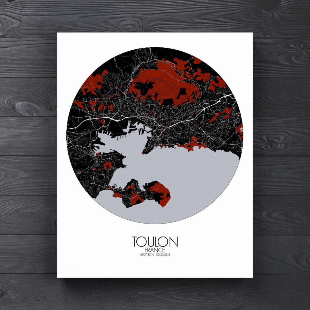 Toulon France City Map Art Print: European Streets Canvas Poster - Etsy