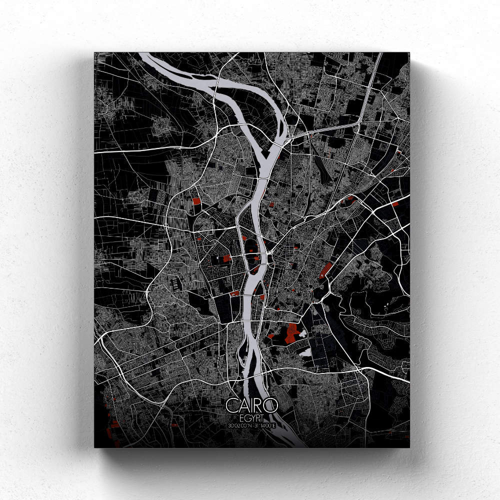 Cairo, Egypt City Map of Cairo, Canvas, City Streets Poster, City ...