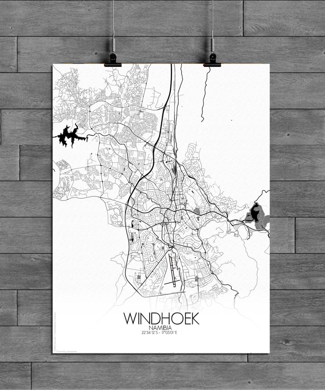 Windhoek Namibia City Map Print: Modern Home Decor - Etsy