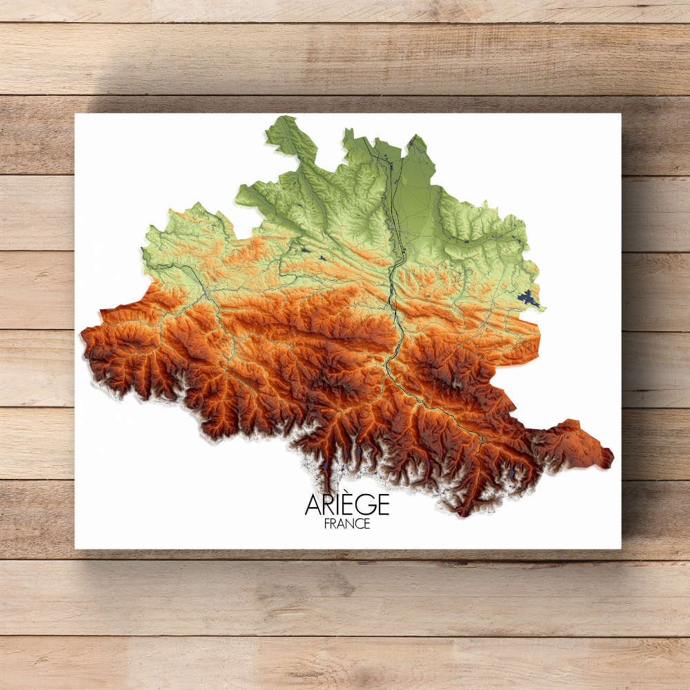 Ariege Elevation Map Map of Ariege, Canvas, City Streets Poster, City ...