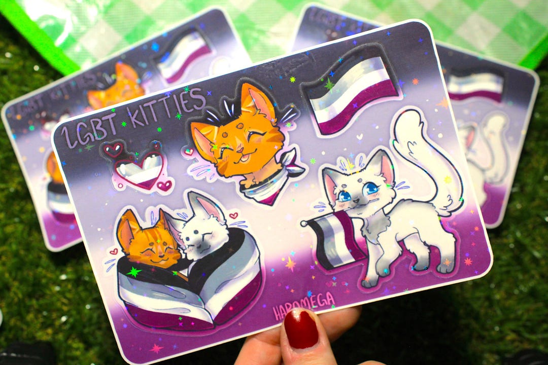 LGBT Kitties Asexual Flag Sticker Sheet - Etsy
