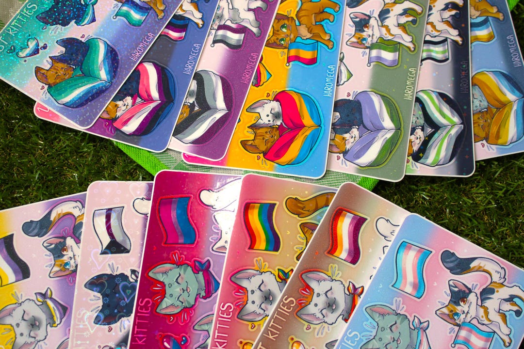 LGBT Kitties LGBTQIA+ Flag Sticker Sheets - Etsy