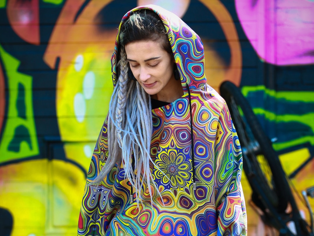 Mandala Hooded Poncho, Psychedelic, Abstract, Hippie, Psy-trance ...