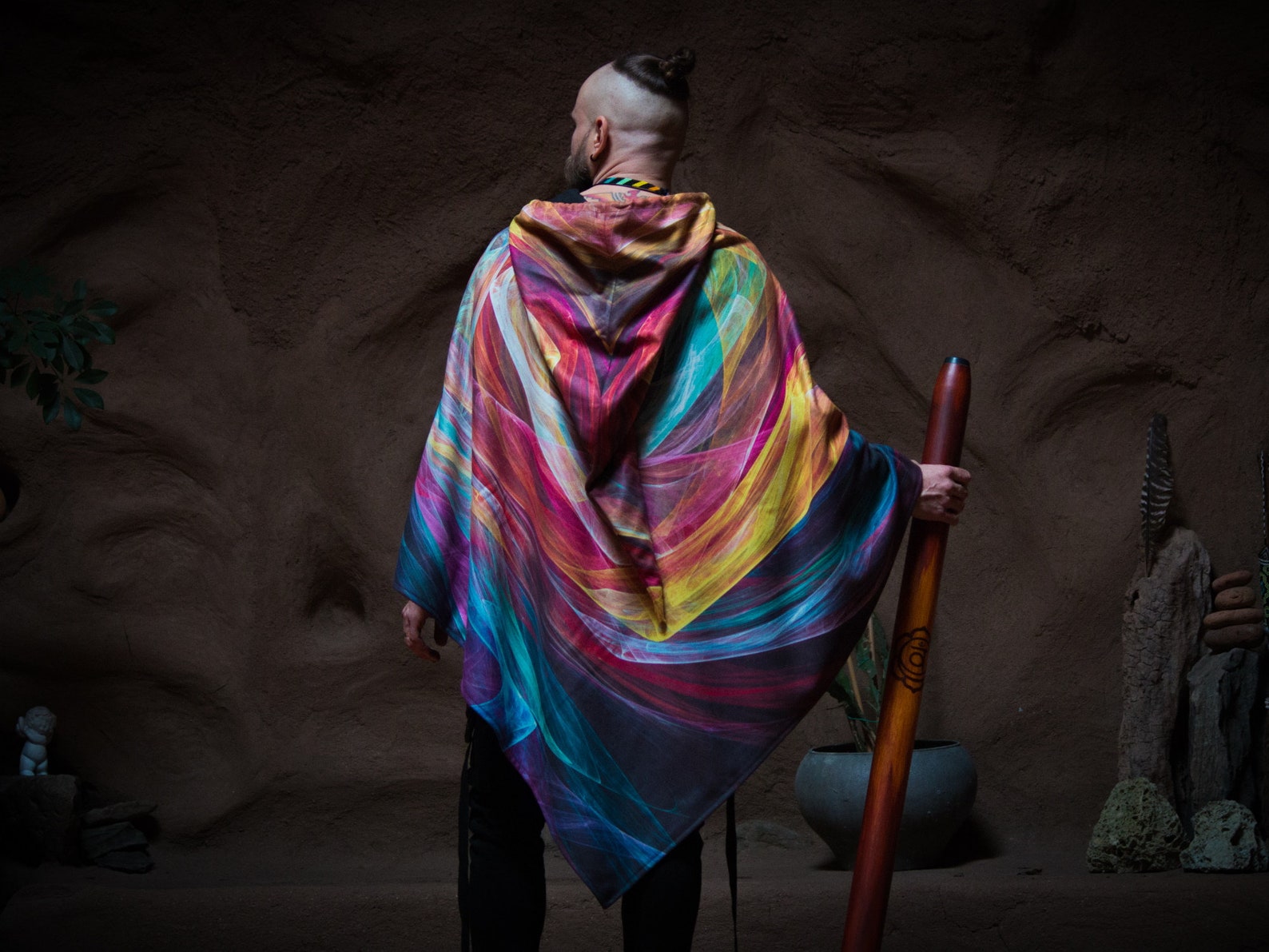Rainbow Hooded Poncho, Psychedelic, Abstract, Hippie, Psy-trance ...