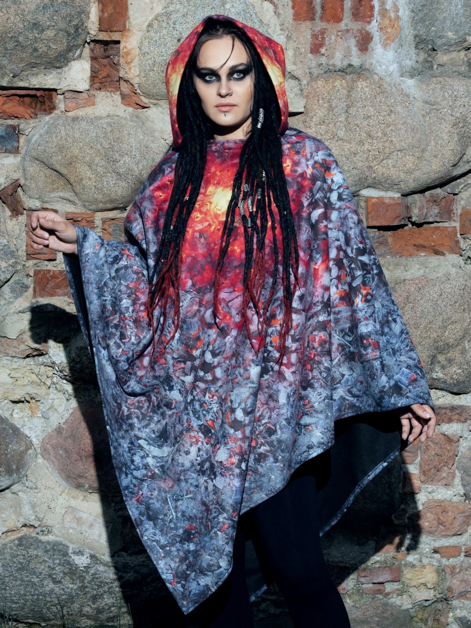 Ashes Hooded Poncho Psychedelic Abstract Hippie - Etsy