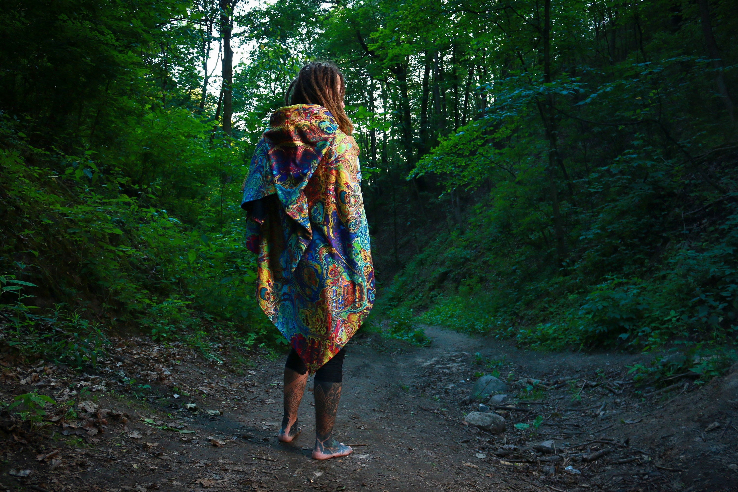 Psychedelic Hooded Poncho Abstract Hippie Psy-trance - Etsy Canada