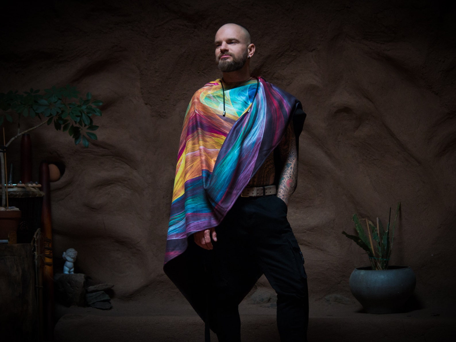 Rainbow Hooded Poncho, Psychedelic, Abstract, Hippie, Psy-trance ...