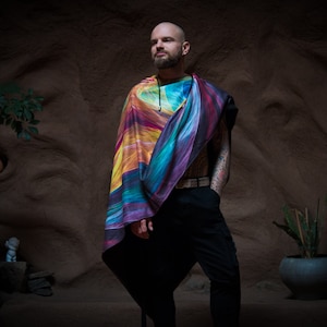 Rainbow Hooded Poncho, Psychedelic, Abstract, Hippie, Psy-trance ...