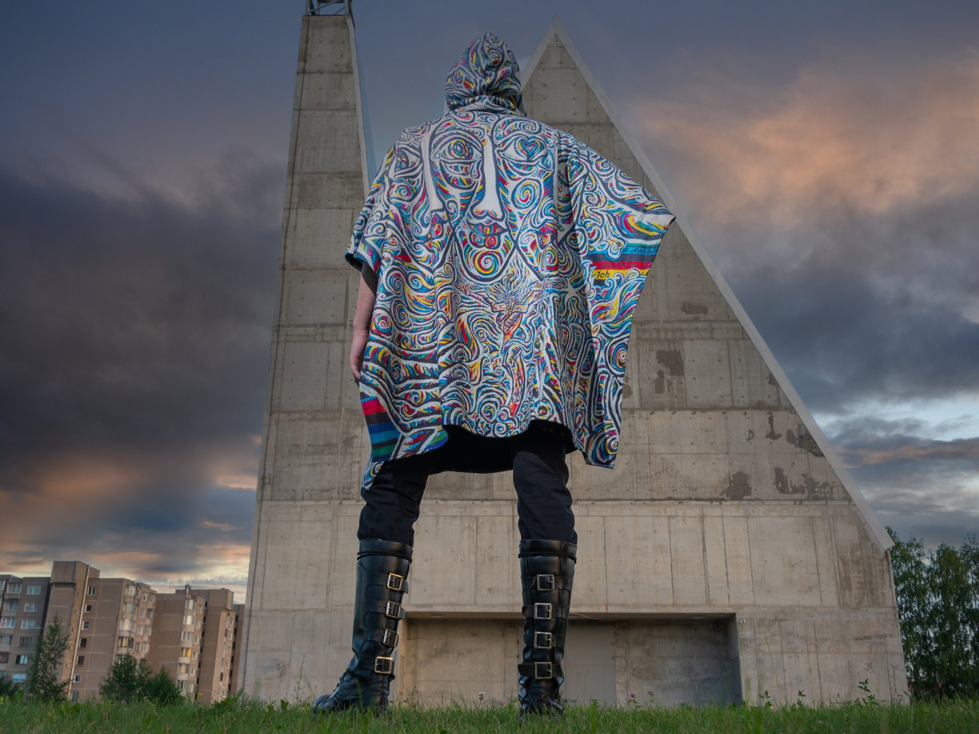 The Wall Hooded Poncho, Psychedelic, Abstract, Hippie, Psy-trance ...