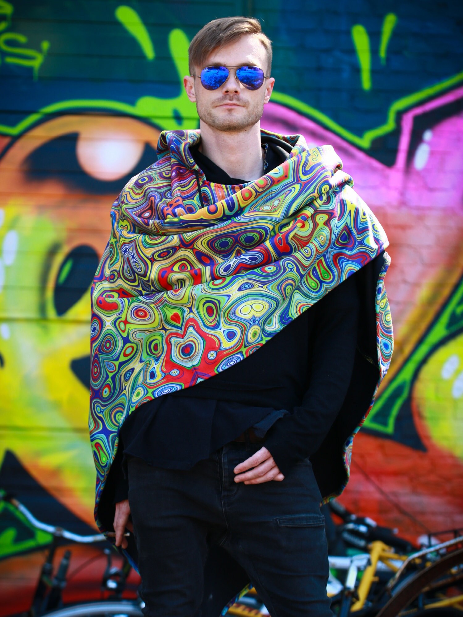 Mandala Hooded Poncho, Psychedelic, Abstract, Hippie, Psy-trance ...