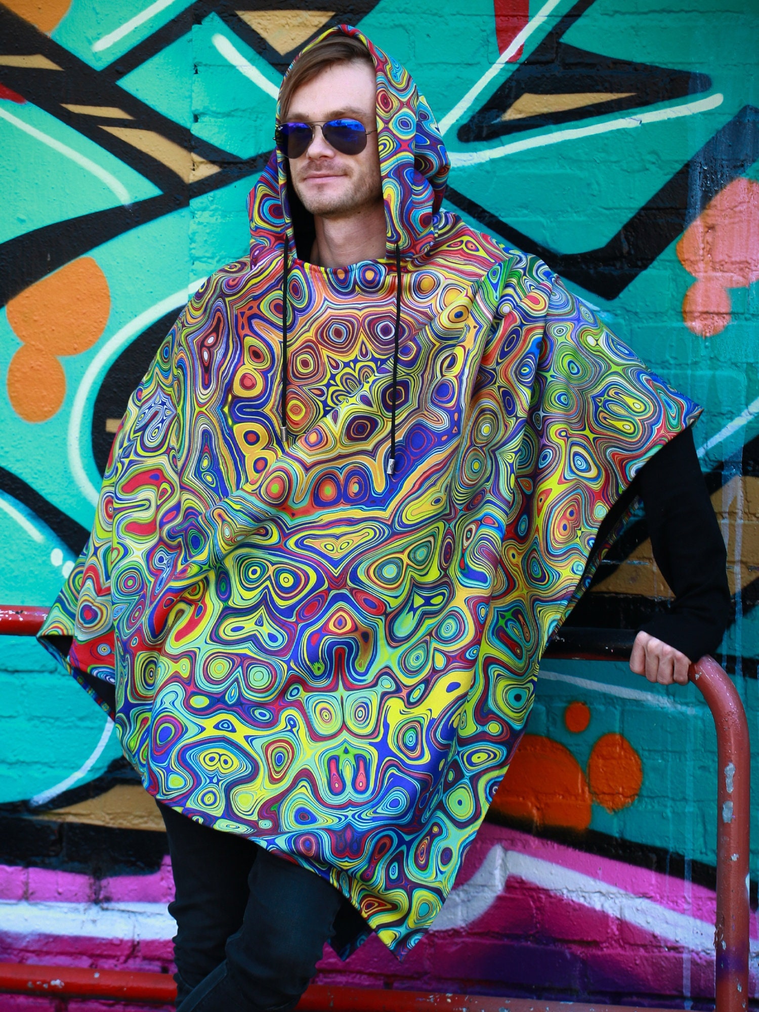 Mandala Hooded Poncho, Psychedelic, Abstract, Hippie, Psy-trance ...