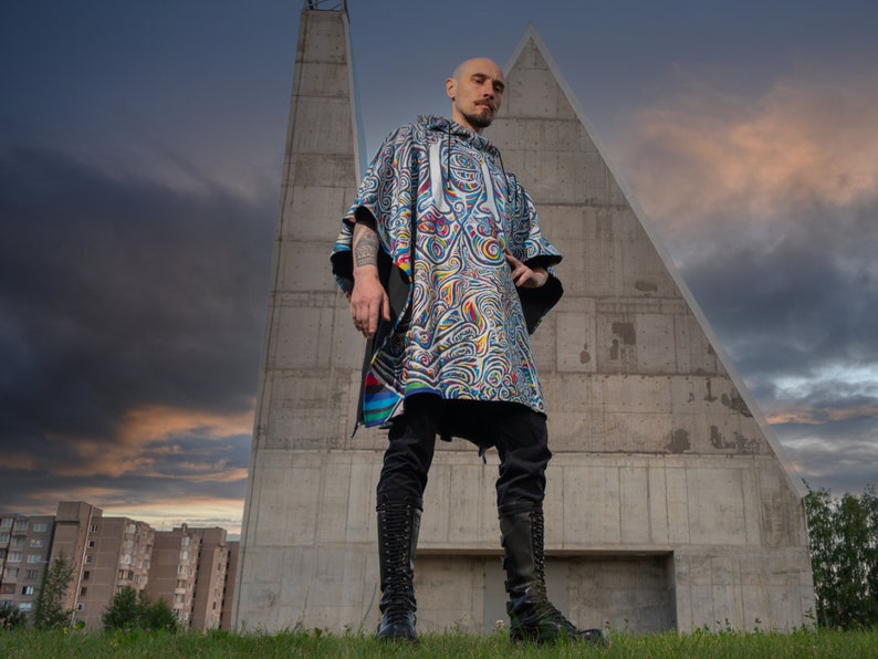 The Wall Hooded Poncho, Psychedelic, Abstract, Hippie, Psy-trance ...