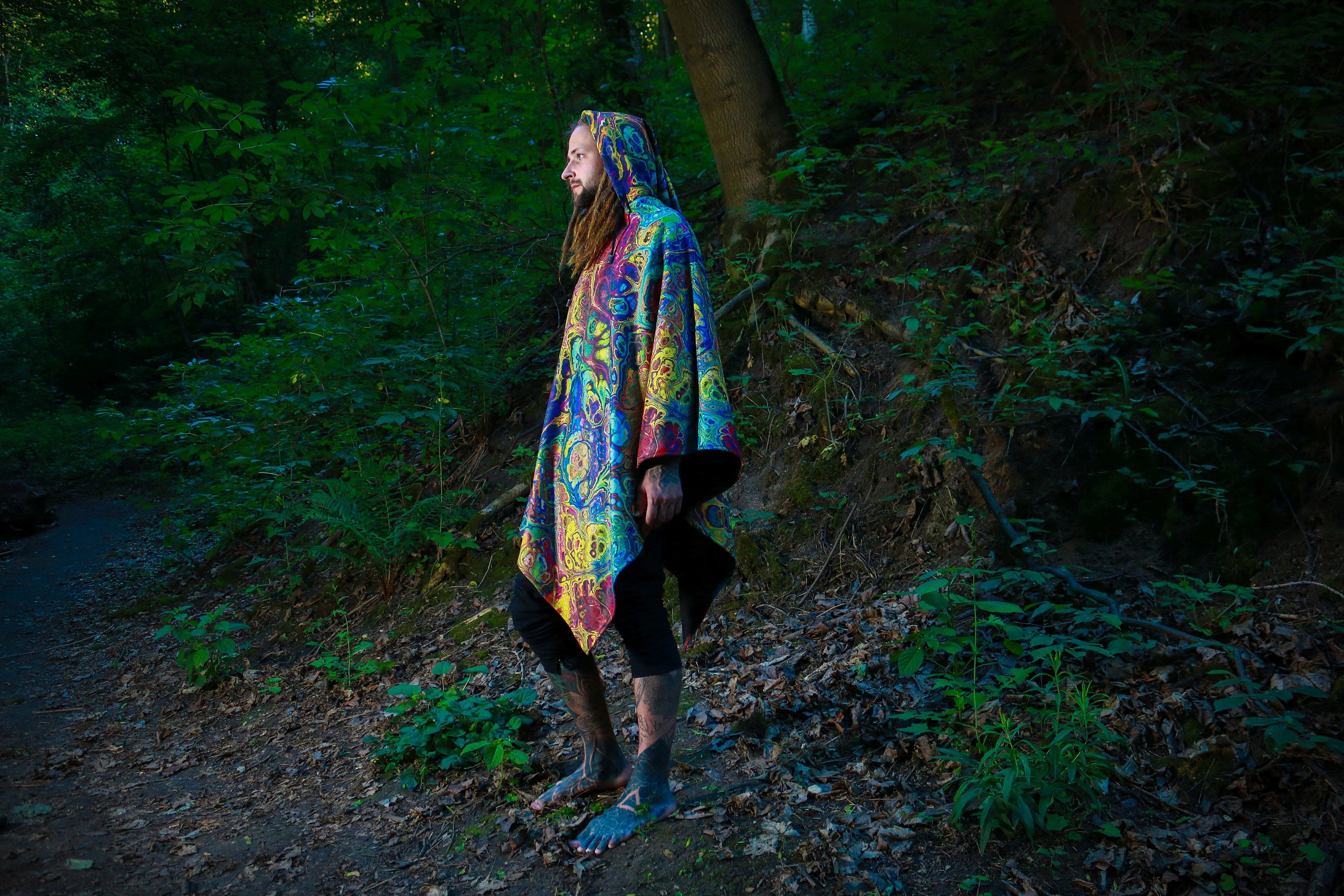 Psychedelic Hooded Poncho Abstract Hippie Psy-trance - Etsy Canada