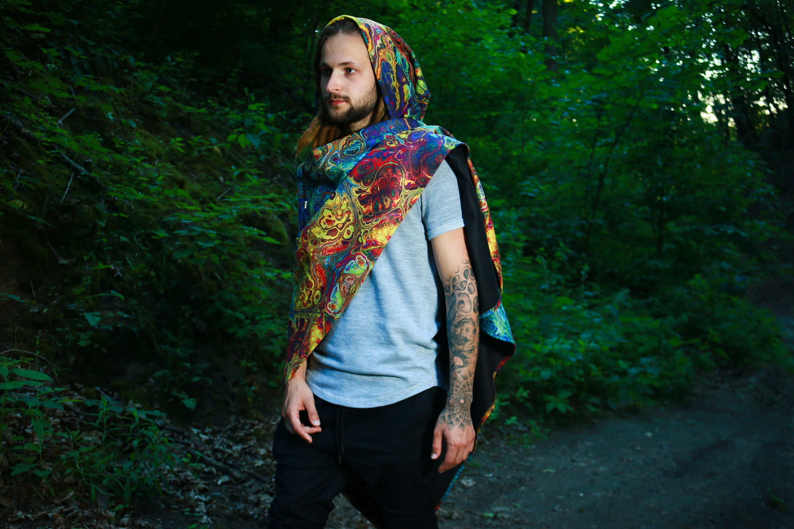 Psychedelic Hooded Poncho Abstract Hippie Psy-trance - Etsy Canada