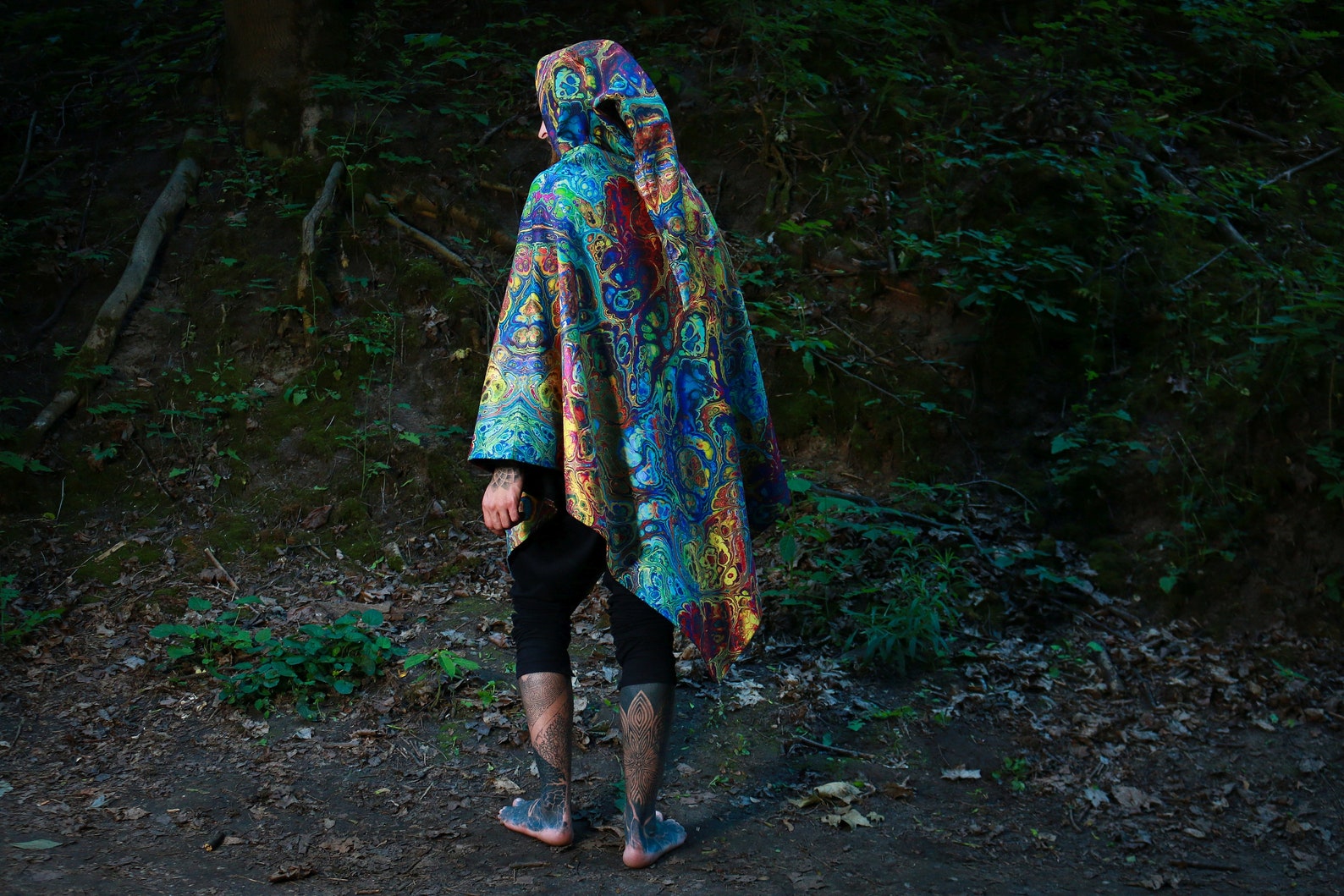 Psychedelic Hooded Poncho Abstract Hippie Psy-trance - Etsy