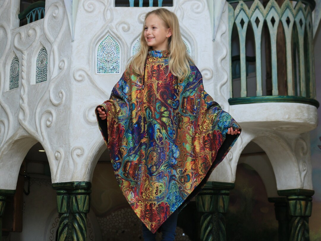 Psychedelic Hooded Poncho, Abstract, Hippie, Psy-trance, Festival ...