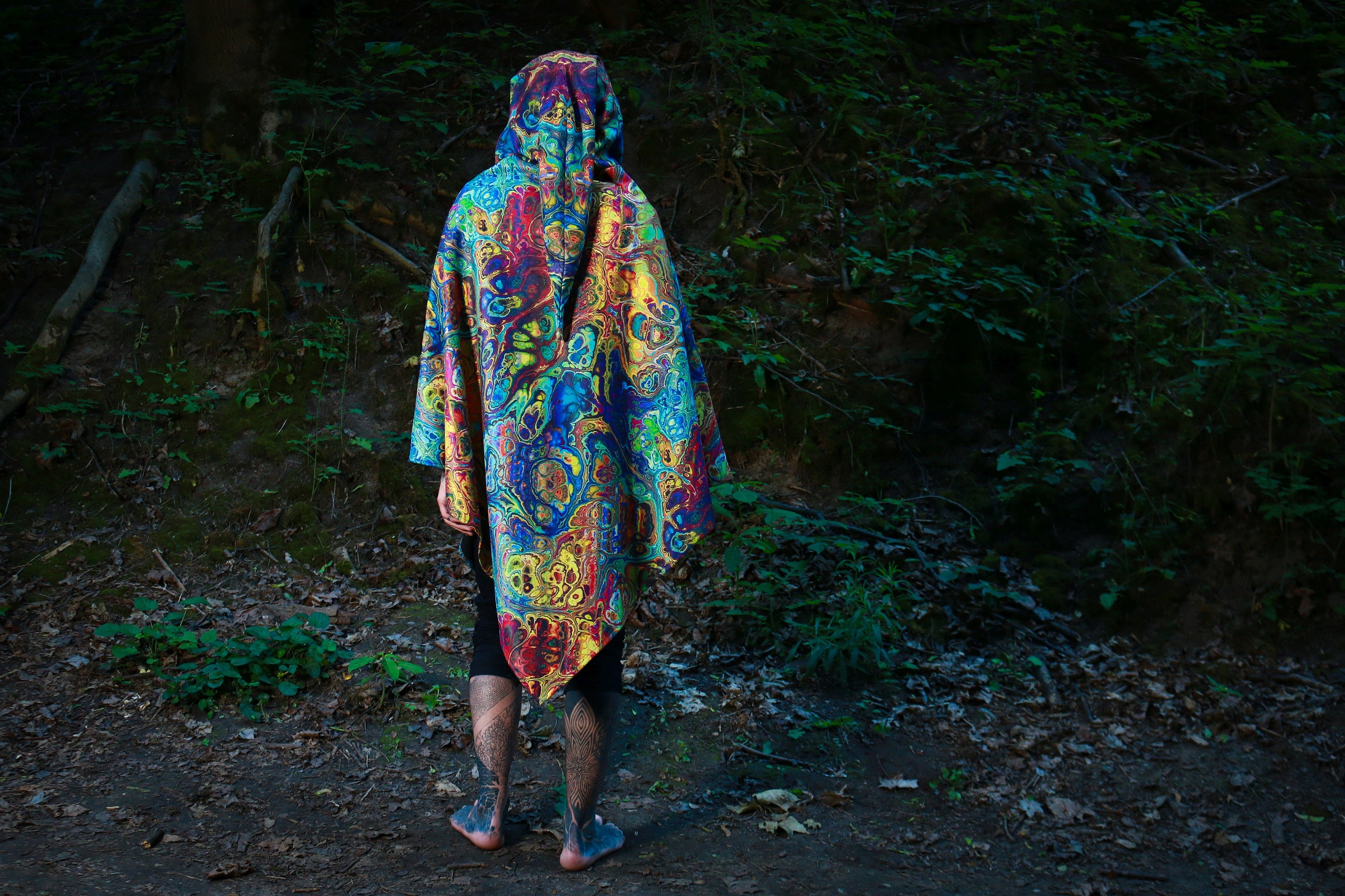Psychedelic Hooded Poncho Abstract Hippie Psy-trance - Etsy Canada