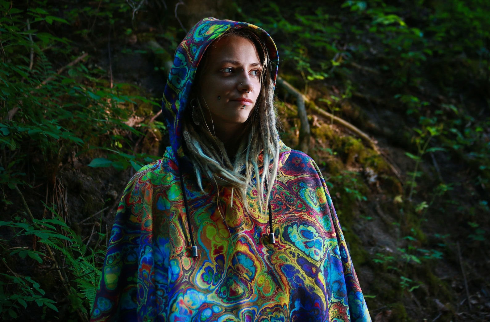 Psychedelic Hooded Poncho, Hippie, Psy-trance, Festival Clothing, Man ...