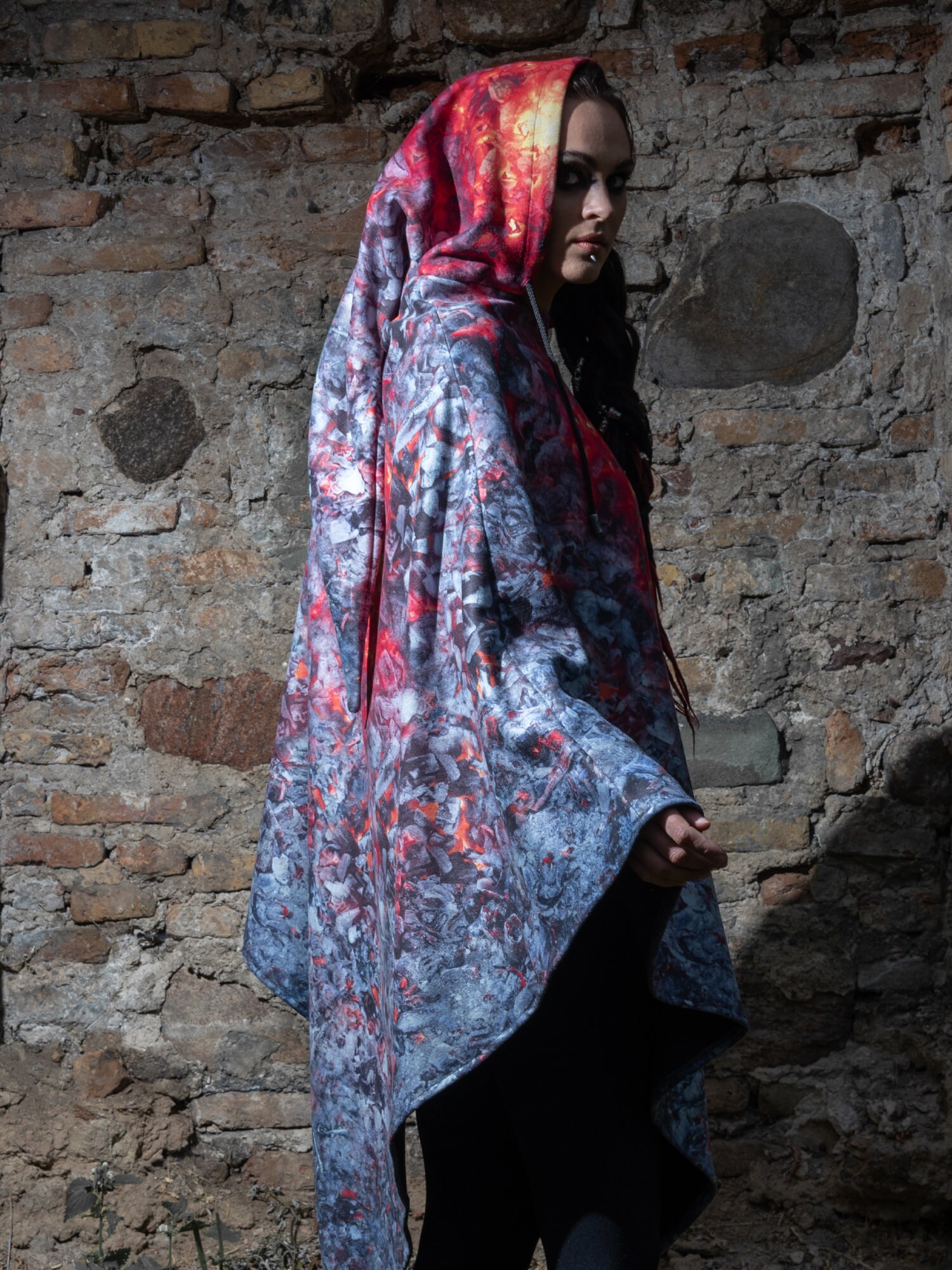 Ashes Hooded Poncho, Psychedelic, Abstract, Hippie, Psy-trance ...