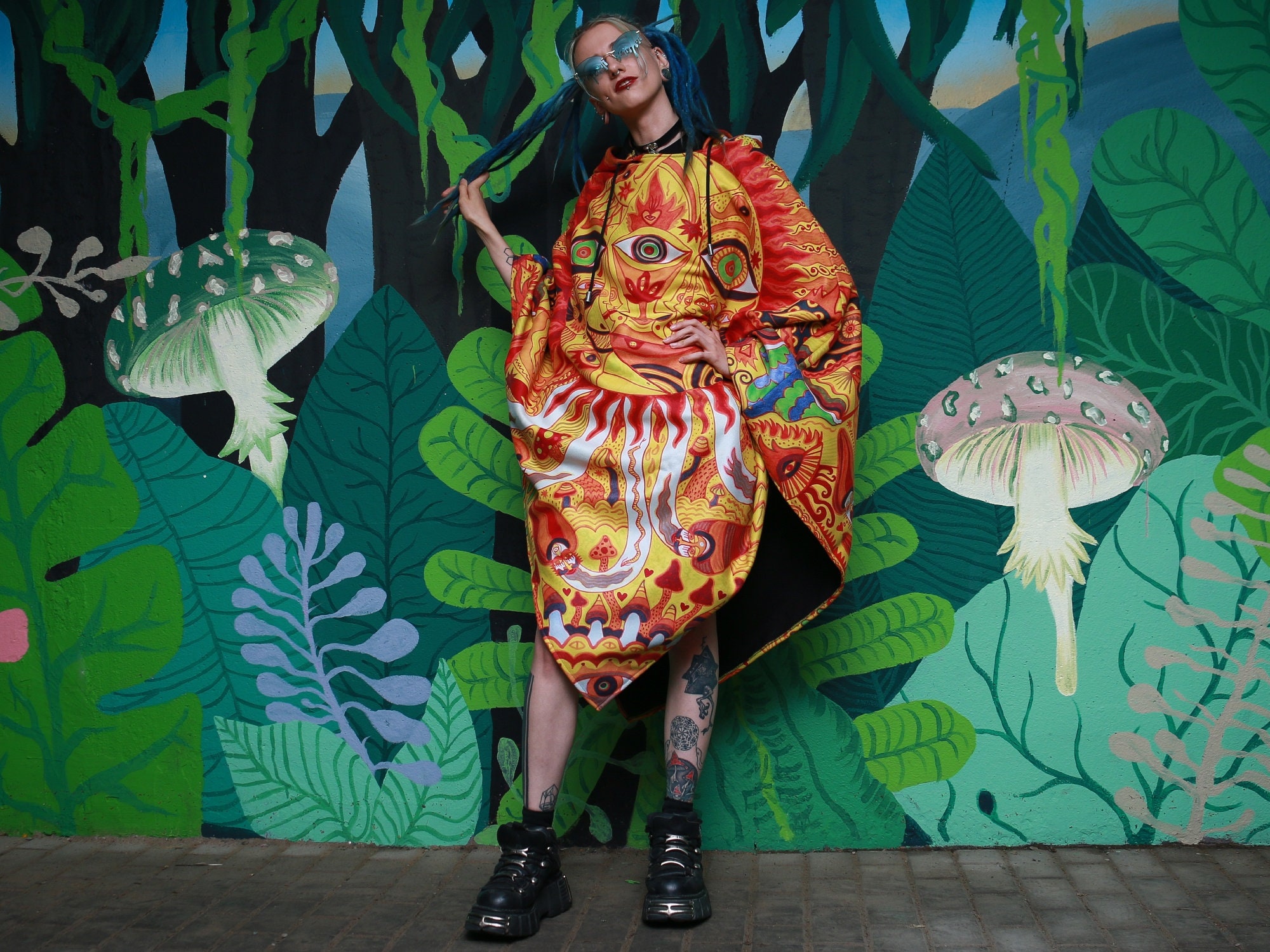 Fat Soul Hooded Poncho, Psychedelic, Abstract, Hippie, Stoner Rock ...