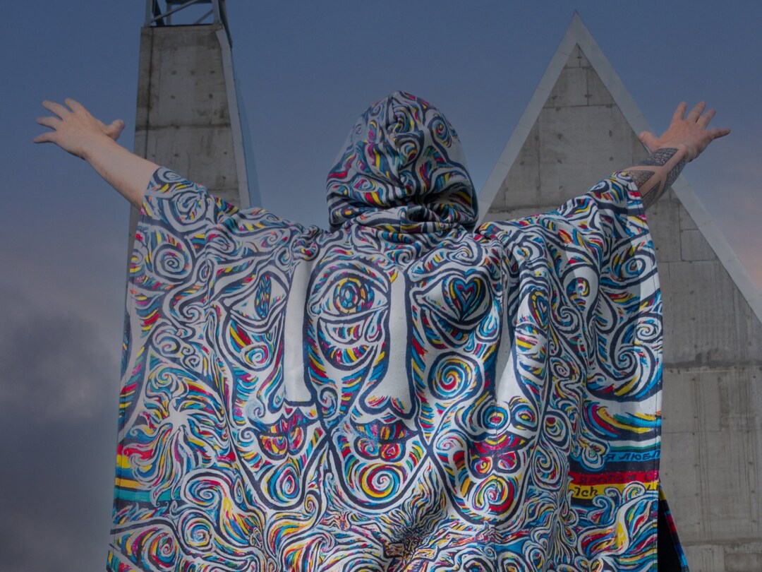 The Wall Hooded Poncho, Psychedelic, Abstract, Hippie, Psy-trance ...
