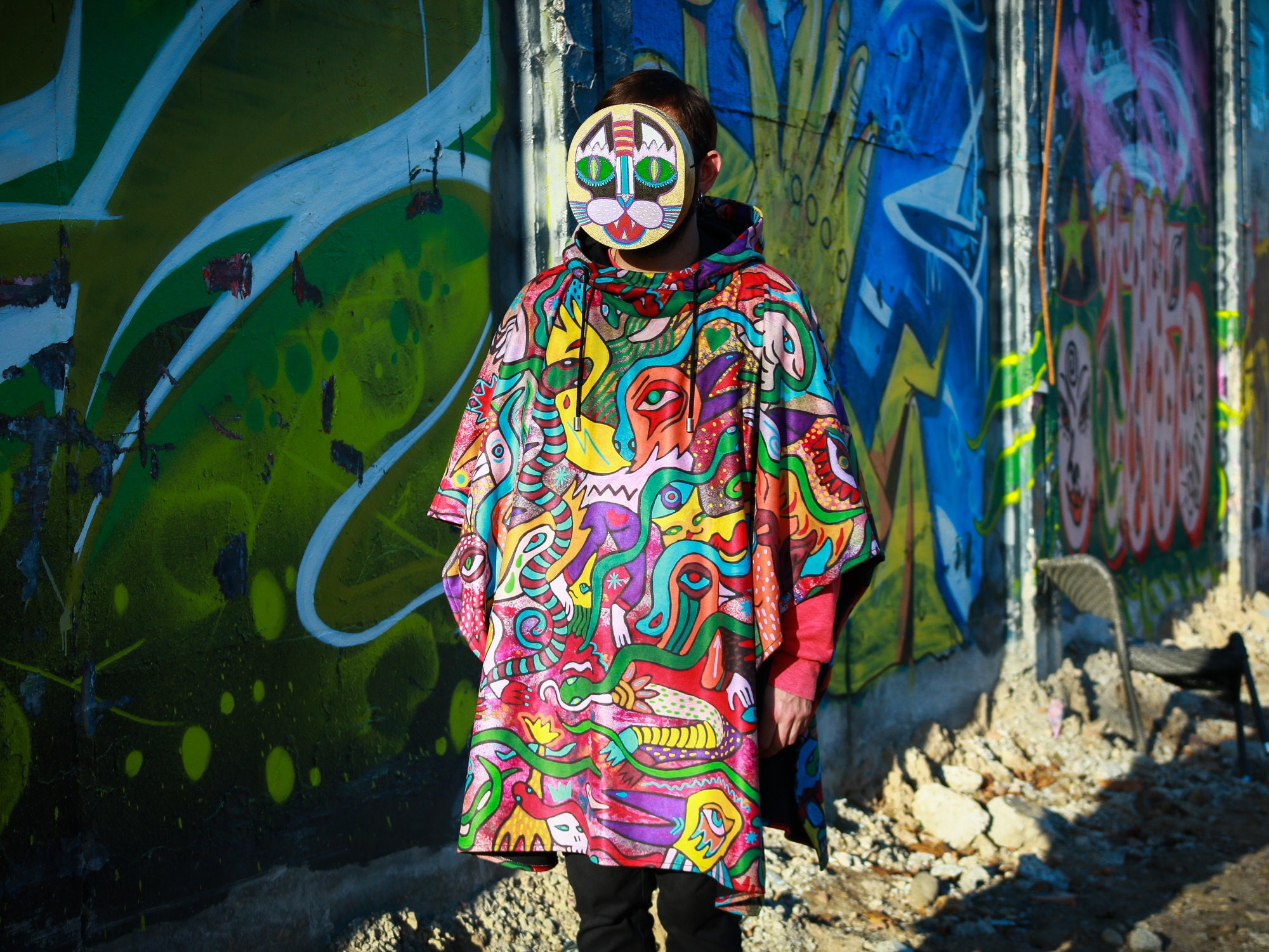 Snakes and Ravens Hooded Poncho, Conceptual, Psychedelic, Trippy ...