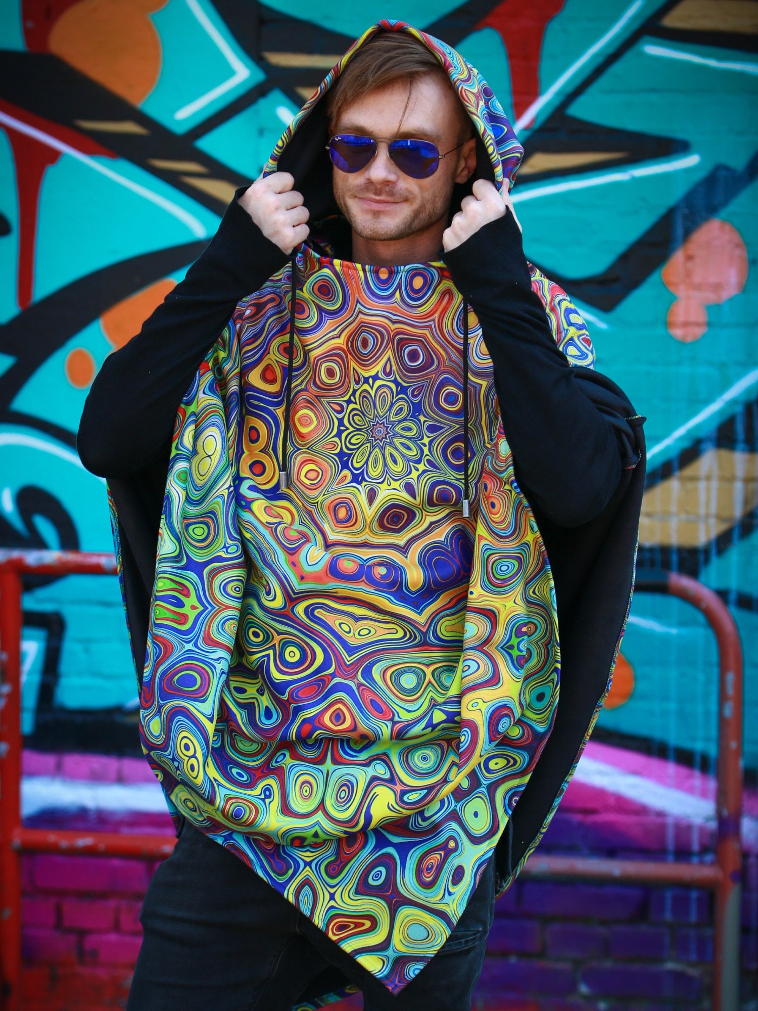 Mandala Hooded Poncho, Psychedelic, Abstract, Hippie, Psy-trance ...