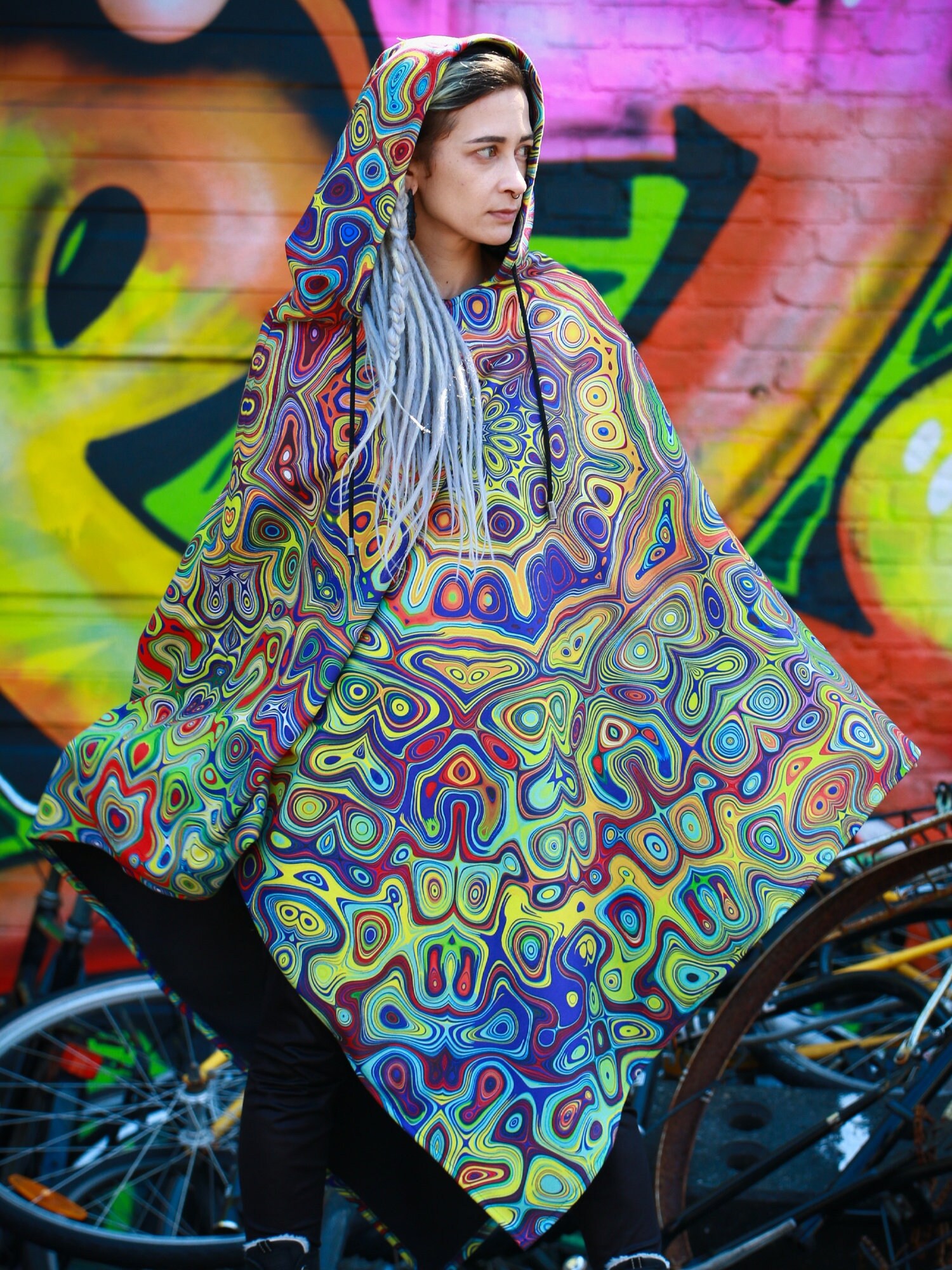 Mandala Hooded Poncho, Psychedelic, Abstract, Hippie, Psy-trance ...