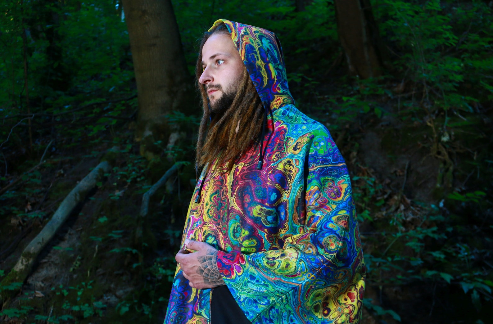 Psychedelic Hooded Poncho Abstract Hippie Psy-trance - Etsy Canada
