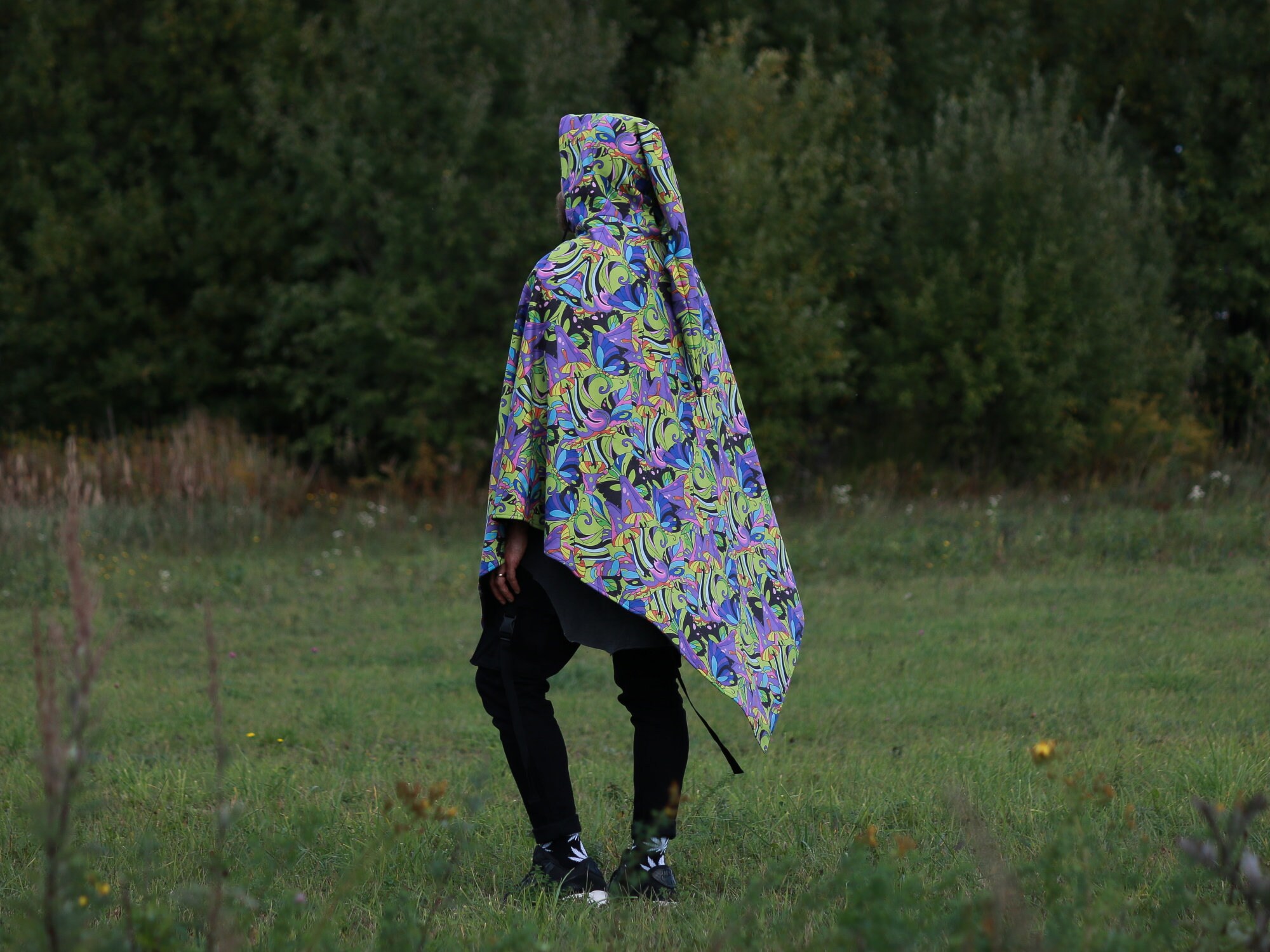 Shrooms Hooded Poncho, Psychedelic , Trippy, Psy-trance, Festival ...