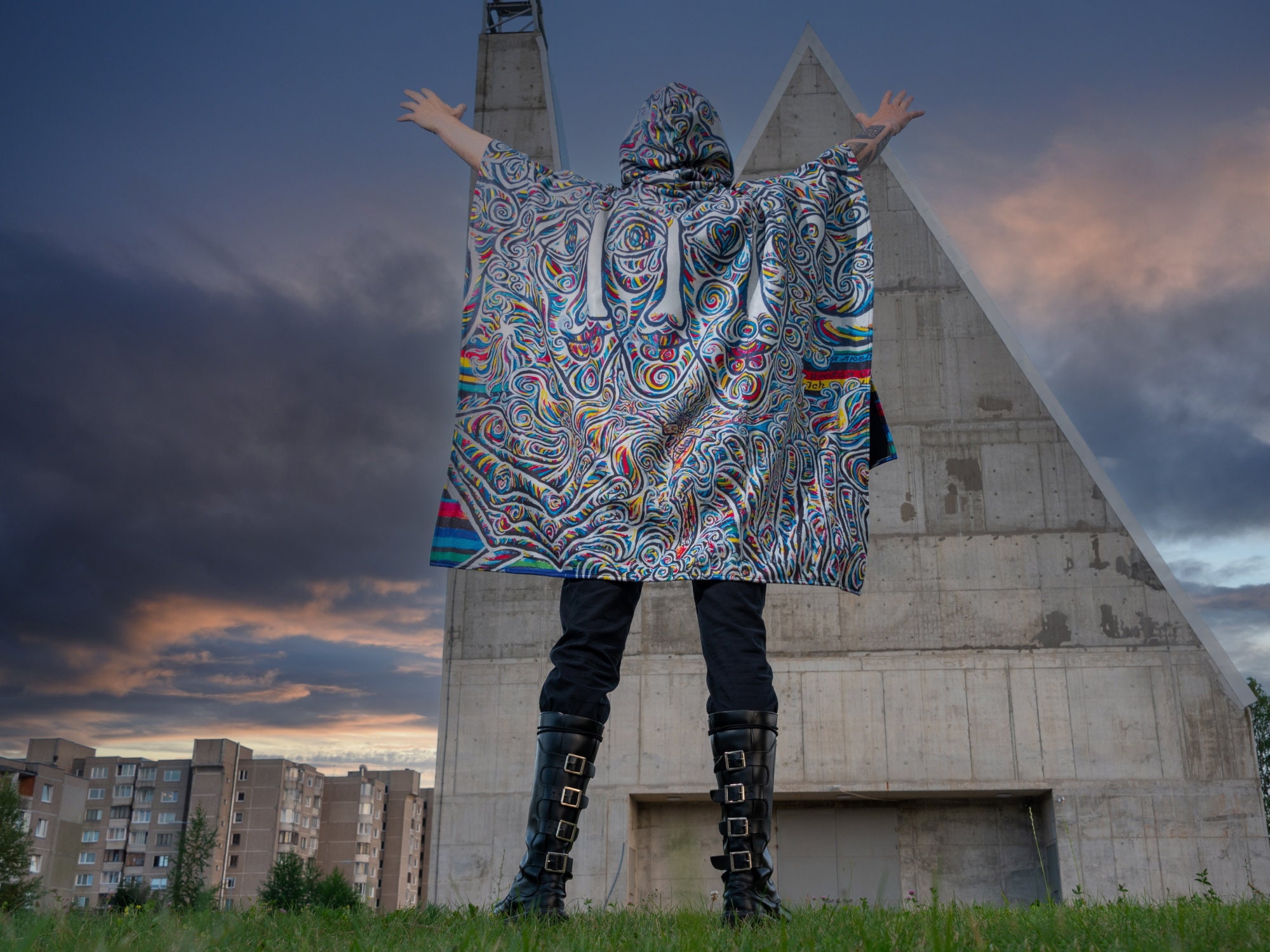 The Wall Hooded Poncho, Psychedelic, Abstract, Hippie, Psy-trance ...