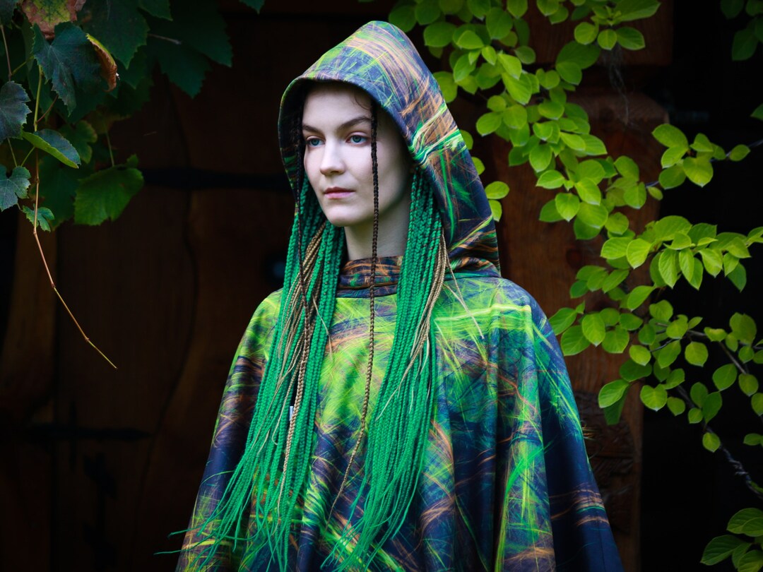 Forest Hooded Poncho: Psychedelic Abstract Polar Fleece Festival ...