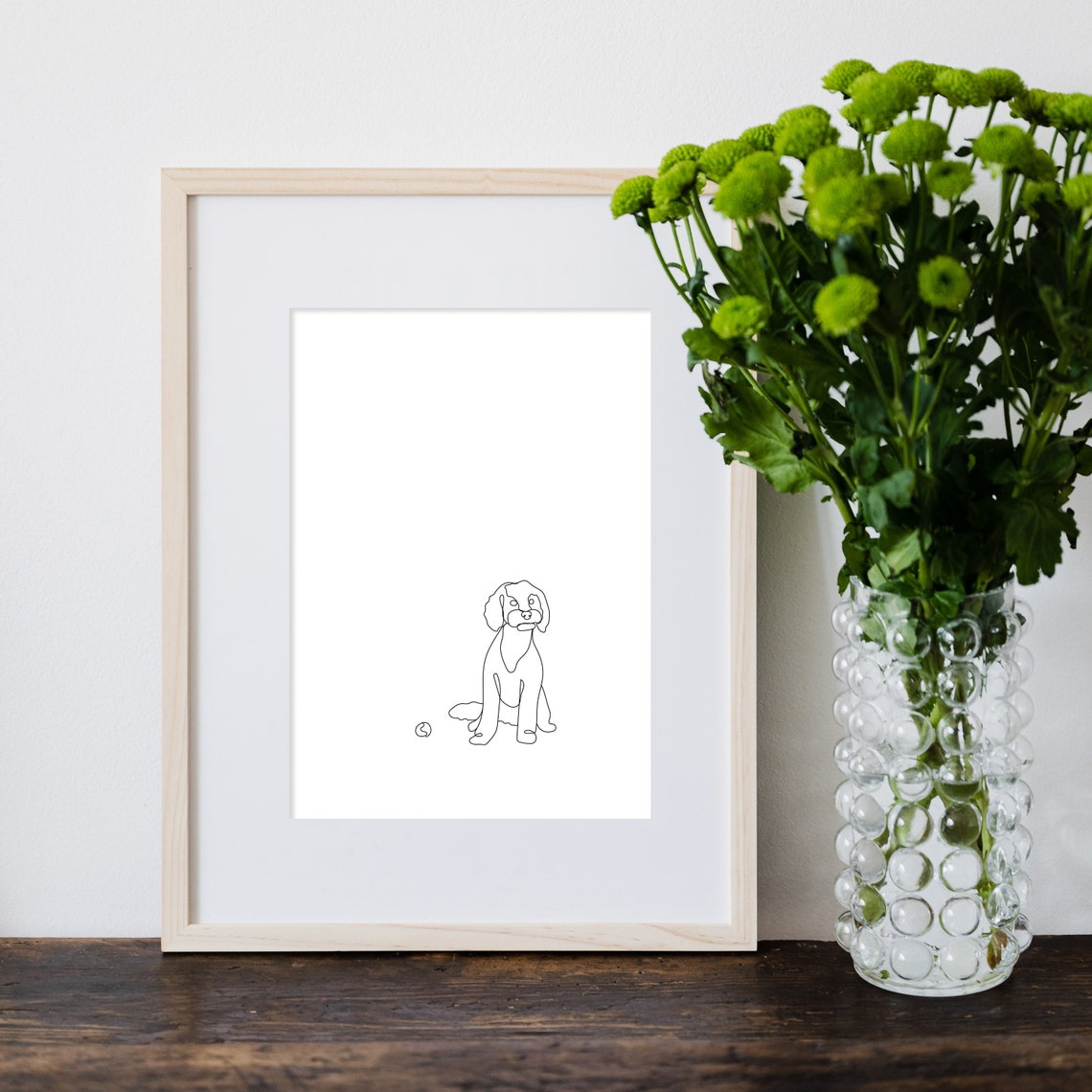 Cockapoo & Ball Linear Drawing One Line Illustration Print - Etsy