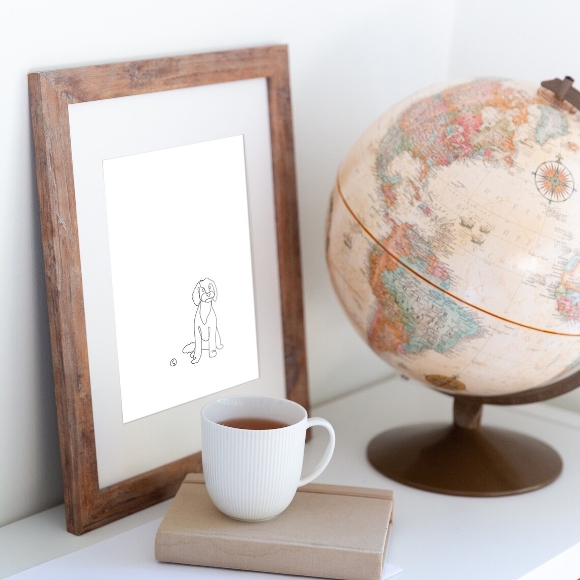 Cockapoo & Ball Linear Drawing One Line Illustration Print - Etsy