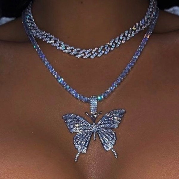 Butterfly Tennis Necklace - Etsy