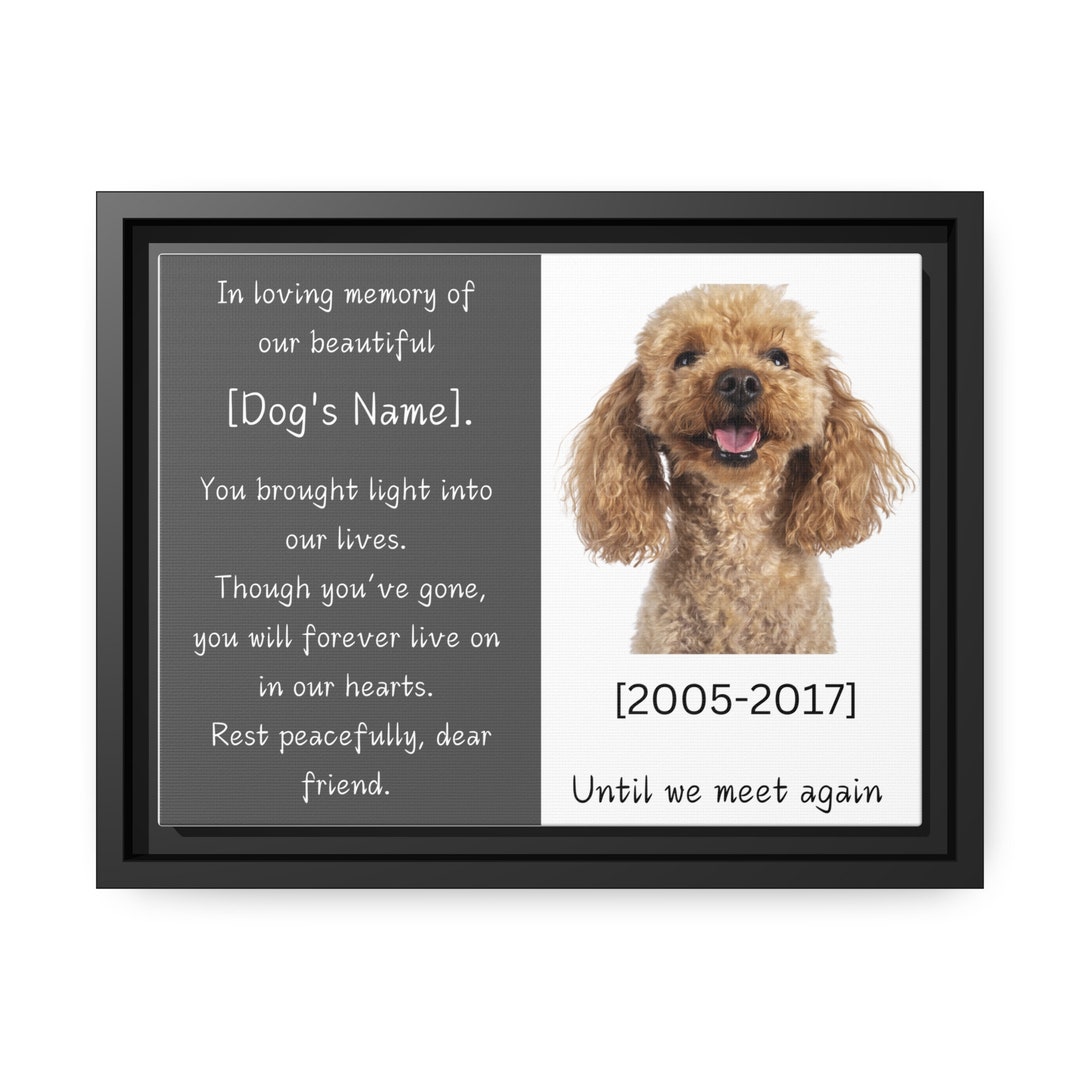 Dog Remembrance Gift, Personalized Framed Pet Memorial Wall Art. in ...