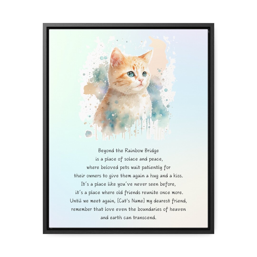 Cat Memorial Gift, Rainbow Bridge Personalized Pet Memorial Wall Art ...