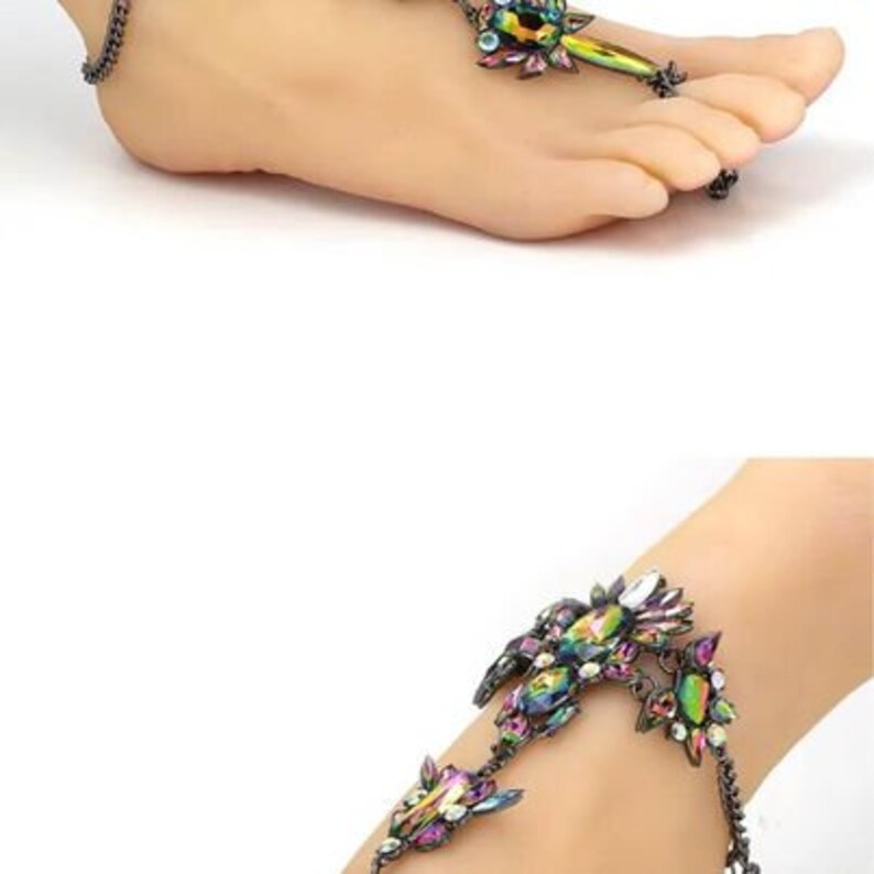 2 Boho Crystal Beach Vacation Ankle Anklet-bracelet for Leg or Hand - Etsy