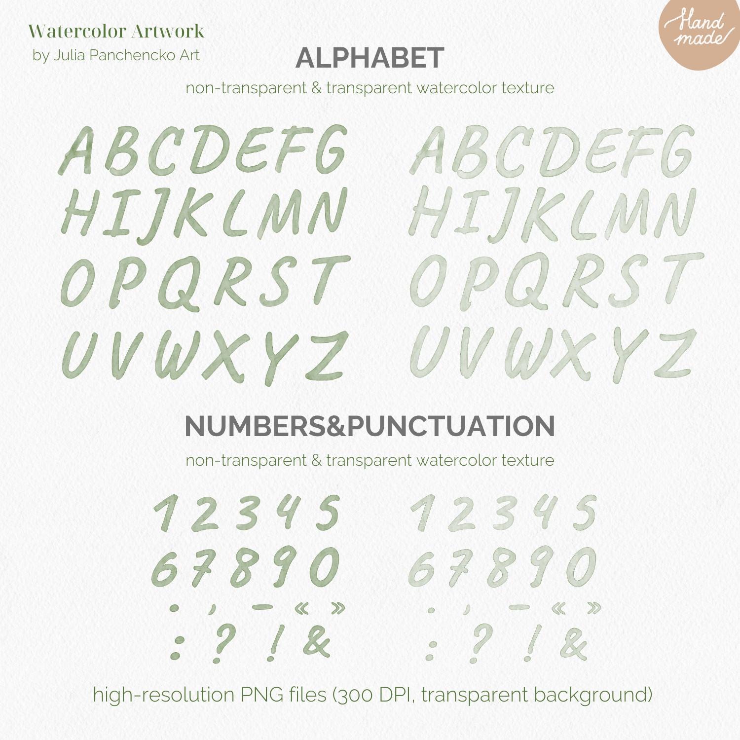 Sage Green Watercolor Alphabet | Hand Painted Uppercase Letters ...