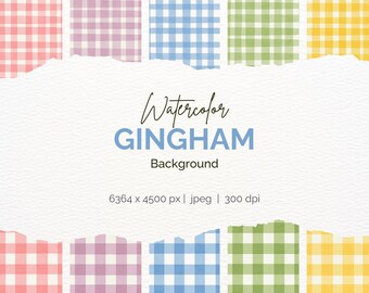 Watercolor Gingham Backgrounds | Pastel Digital Papers | Scrapbooking ...