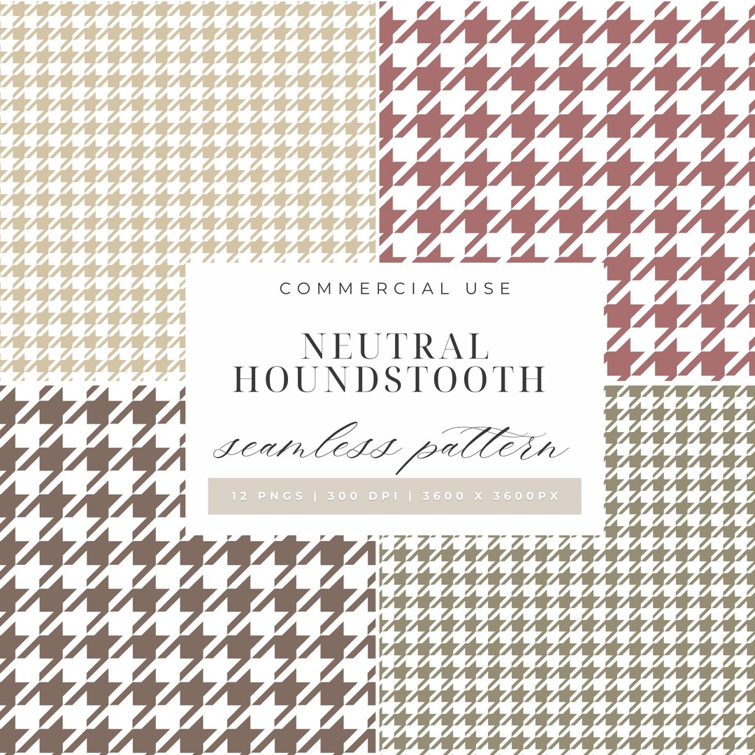 Neutral & Pastel Houndstooth Digital Paper | Seamless Pattern Plaid ...