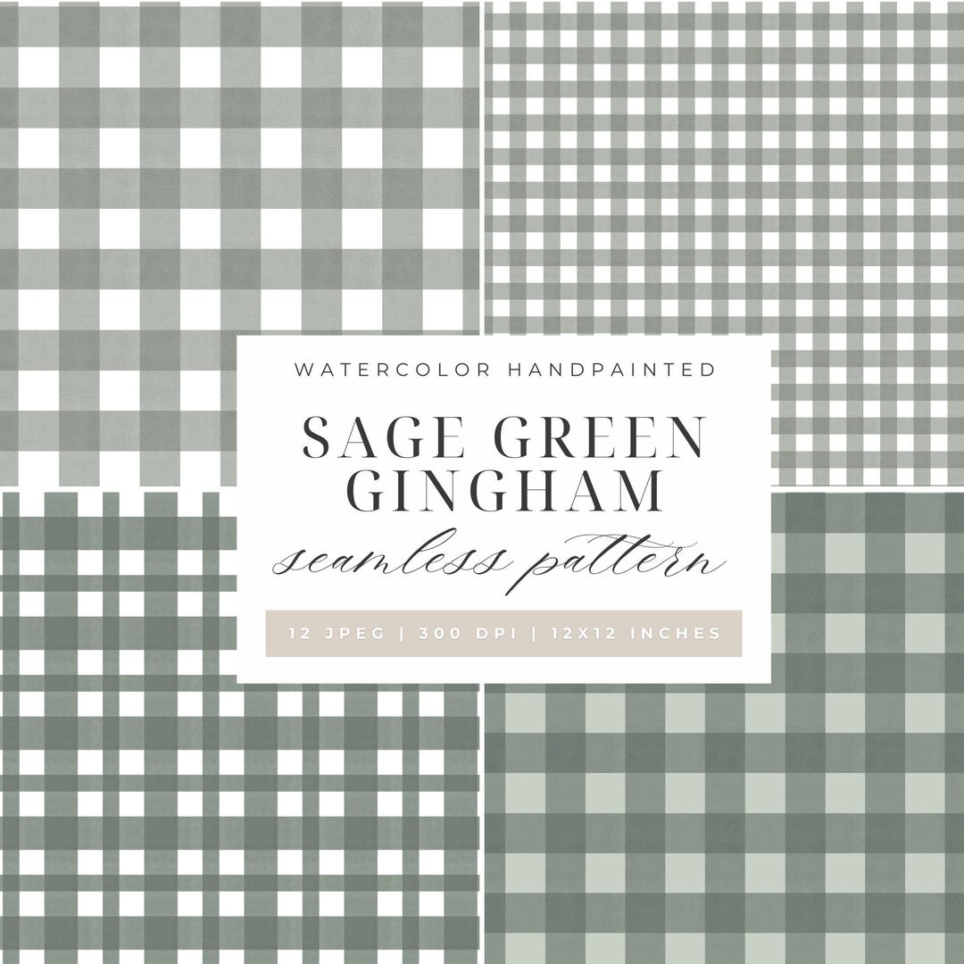Watercolor Gingham Digital Paper | Sage Green Plaid Seamless Pattern ...