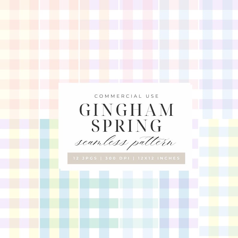 Spring Gingham Digital Paper Pack | Pastel Plaid Seamless Pattern ...