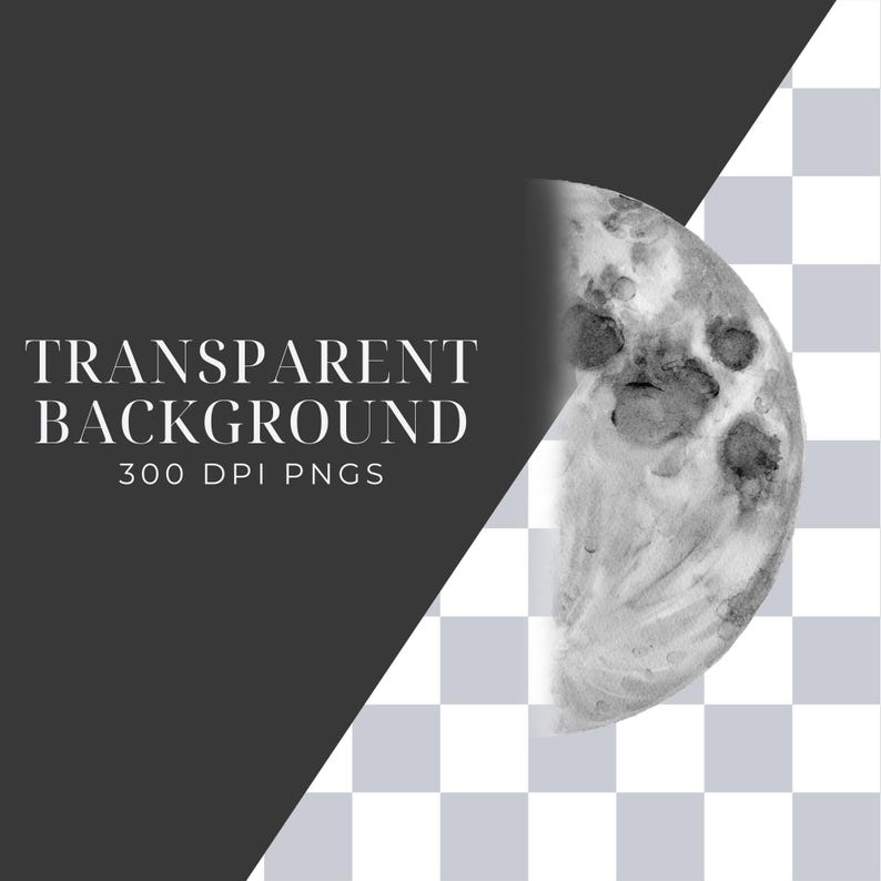 Watercolor Moon Phases Clipart | Transparent Pngs | 21 IMAGES | Hand ...