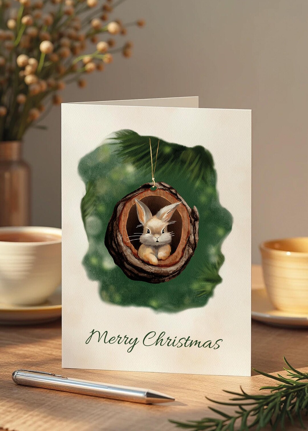 Watercolor Bunny Greeting Card: Art Printable (5x7 Inches Digital ...