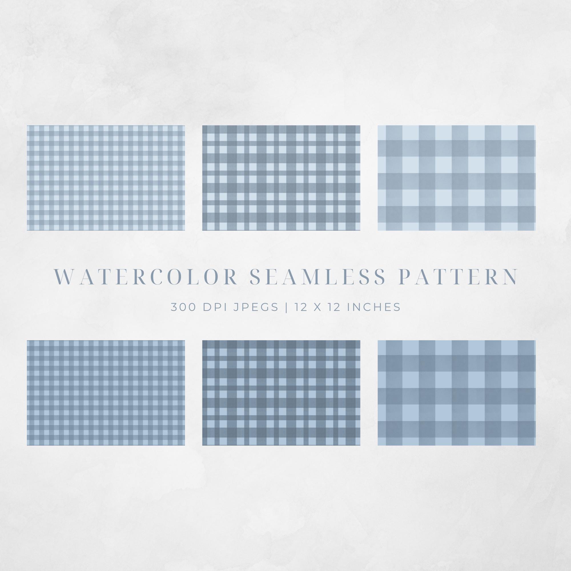 Watercolor Gingham Digital Paper | Baby Blue Plaid Seamless Pattern ...