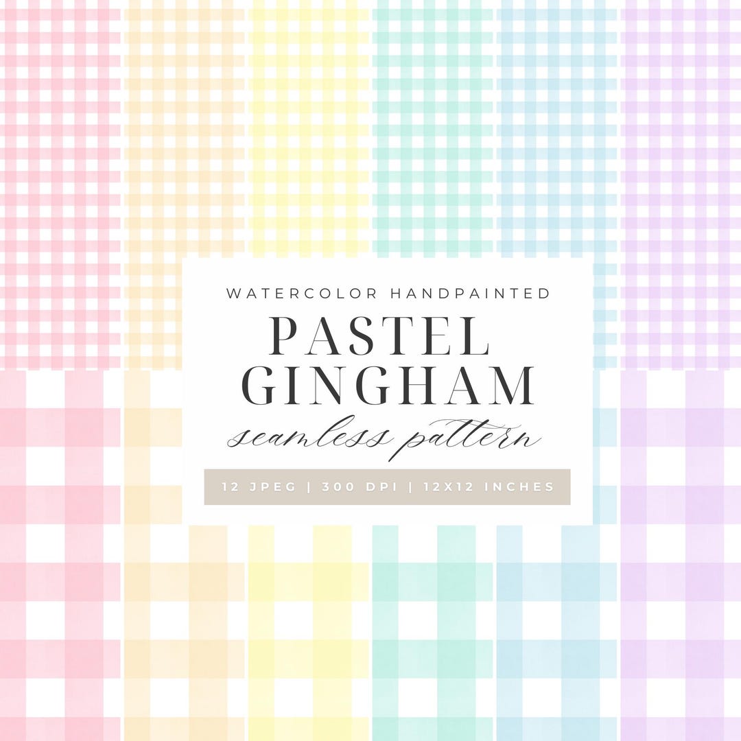 Watercolor Gingham Digital Paper Pack | Pastel Plaid Seamless Pattern ...
