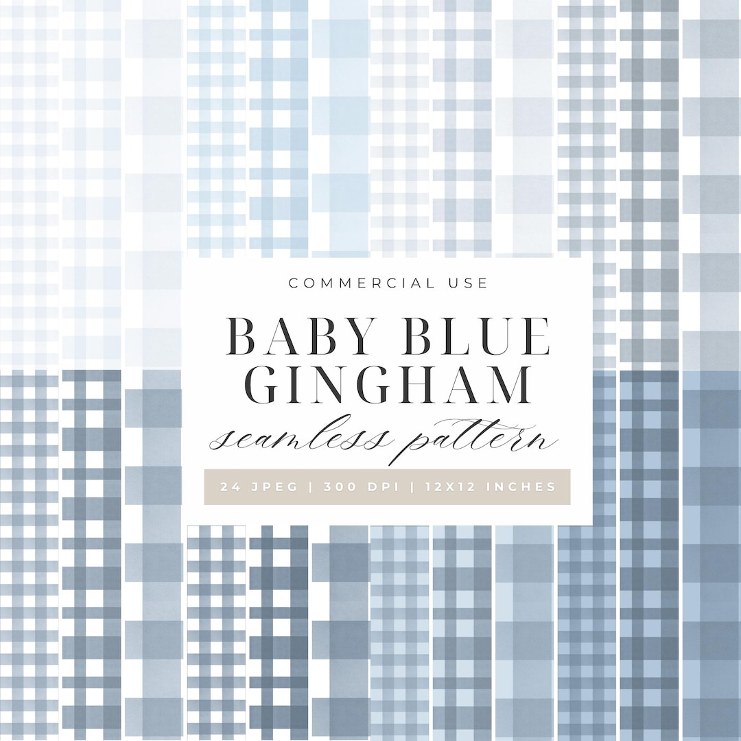 Watercolor Gingham Digital Paper | Baby Blue Plaid Seamless Pattern ...