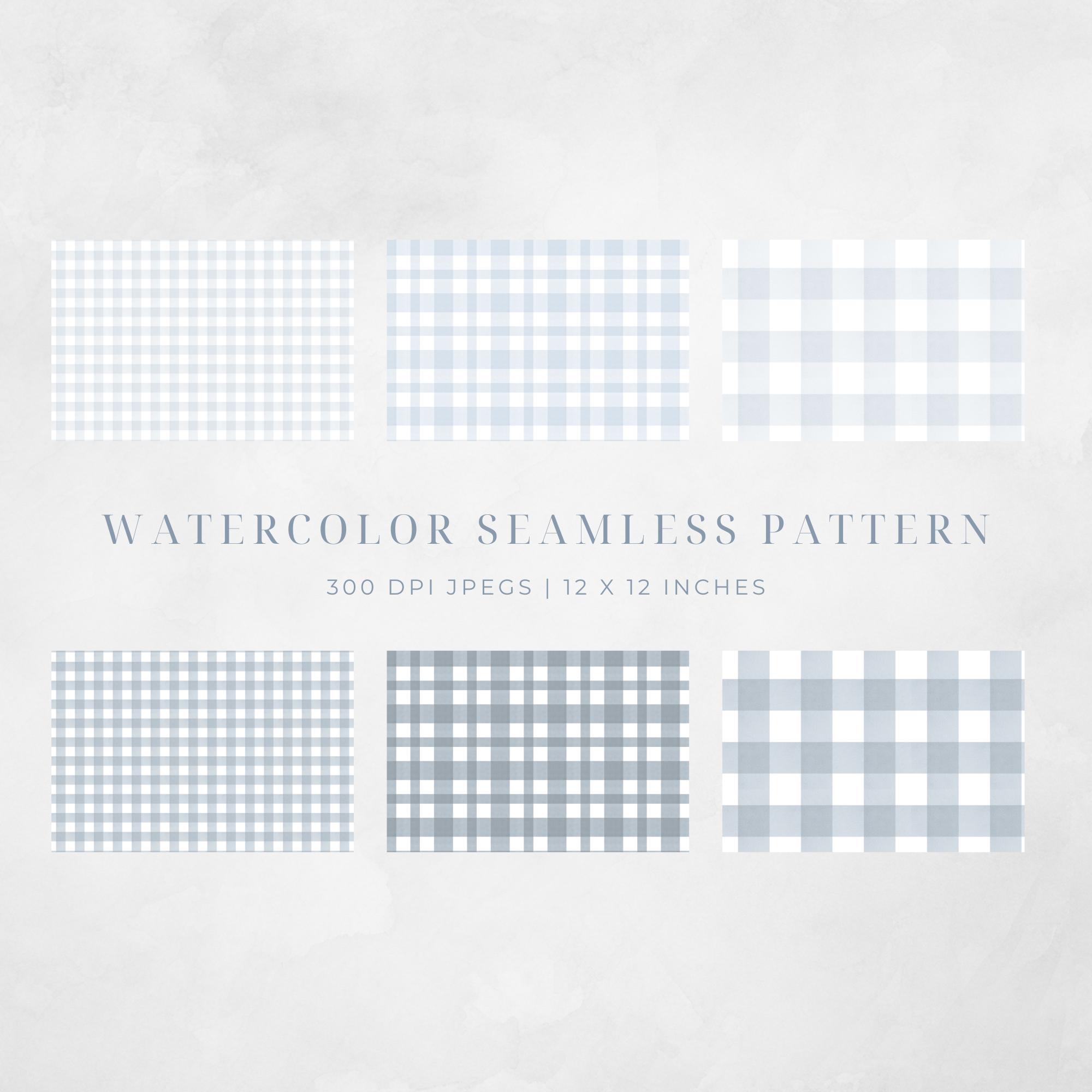 Watercolor Gingham Digital Paper | Baby Blue Plaid Seamless Pattern ...